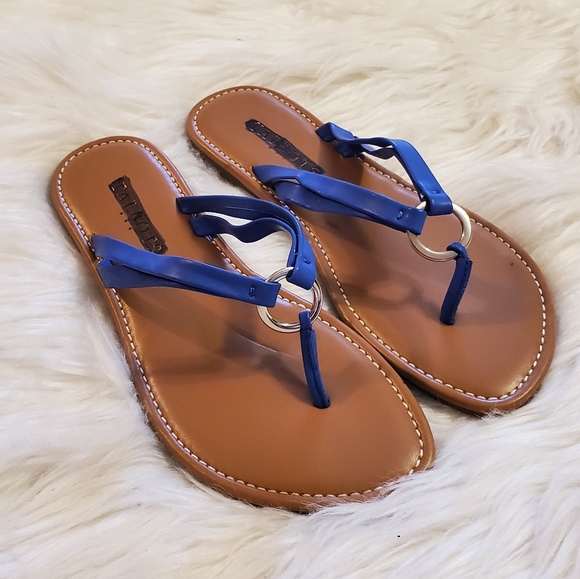 Talbots | Shoes | Talbots Mari Metal Oring Thong Sandals Mykonos Blue ...